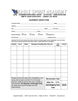 Fillable Online Equipment order form - besatkdbbcomb Fax Email Print ...