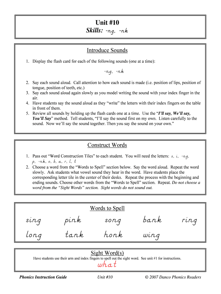 Fillable Online Sing pink song bank ring long tank honk wing what ...