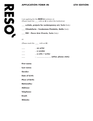 Fillable Online reso-network BAPPLICATION FORMb IN 6TH EDITION - Res ...