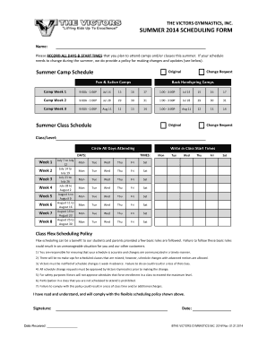 Fillable Online Summer 2014 Class Scheduling Form R10 - Victors ...