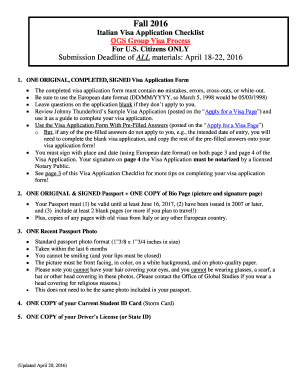 Fillable Online Italian Visa Application Checklist Fax Email Print ...