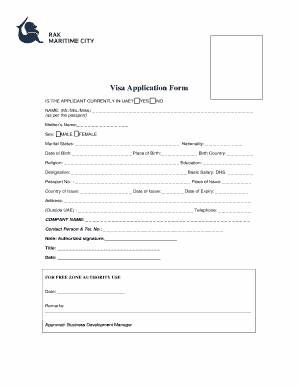 Fillable Online rakmaritimecity Visa Application Form - Rak Maritime ...