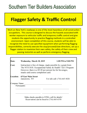Fillable Online Flagger Safety amp Traffic Control - bSTBAb Fax Email ...