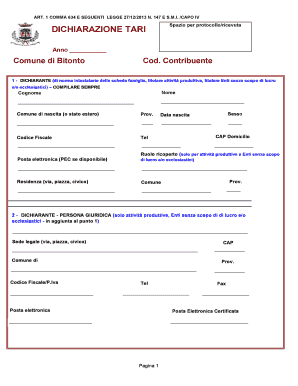 Compilabile Online comune bitonto ba DICHIARAZIONE TARI Spazio per ...
