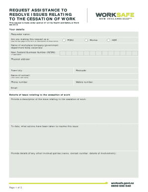 Fillable Online Form - General - Request Help to Resolve a Health and ...