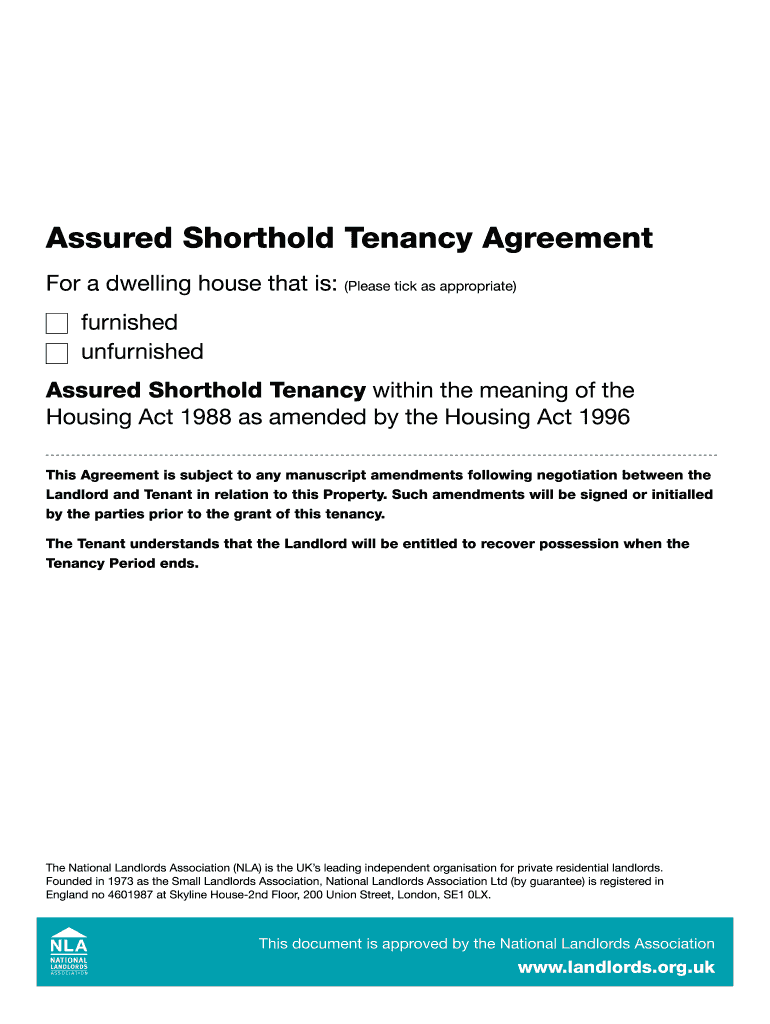 Pdf Assured Shorthold Tenancy Agreement Template PDF Template
