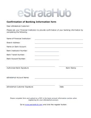 Fillable Online Confirmation of Banking Information form - beStrataHubb ...