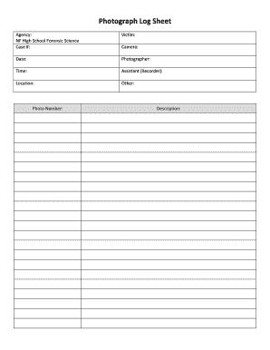 Fillable Online PhotographLogSheetdocx Fax Email Print - pdfFiller
