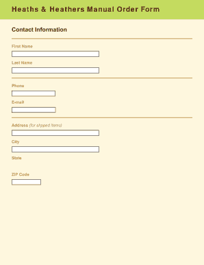 Fillable Online Heaths amp Heathers Manual Order Form Fax Email Print ...