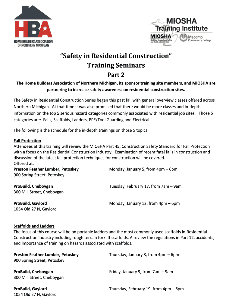 Fillable Online Registration Form - HBA of Northern Michigan Fax Email ...