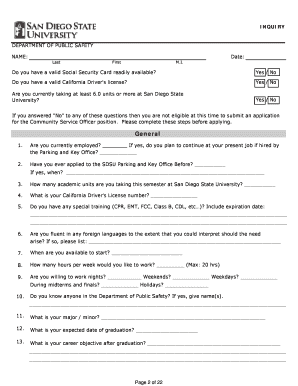 Fillable Online police sdsu BApplicationb PDF - SDSU Police - San Diego ...