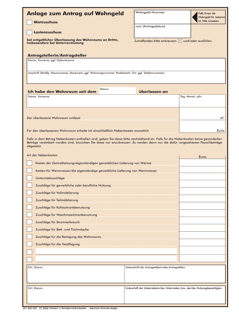Ausfüllbar Online zeitz Anlage zum Antrag auf Wohngeld - zeitzde Fax ...