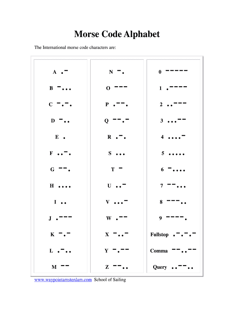 Fillable Online The International morse code characters are: Fax Email ...