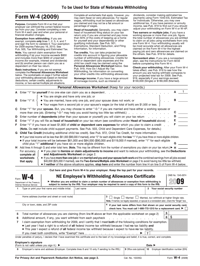 Fillable Online desinsider Page 2 Form W-4 (2009) Deductions and ...