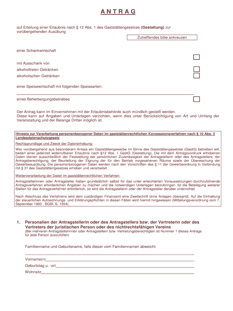 Ausfüllbar Online brunsbuettel Antrag auf Erteilung einer Erlaubnis nach 12 Abs. 1 ... Fax Email ...