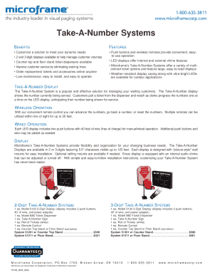 Fillable Online Take-A-Number Systems Fax Email Print - pdfFiller