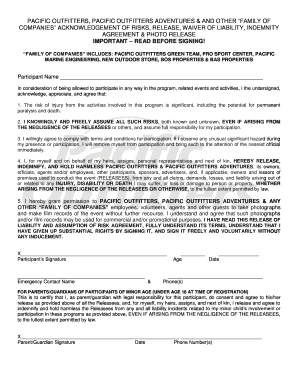 Fillable Online Pacific outfitters release form official Fax Email ...