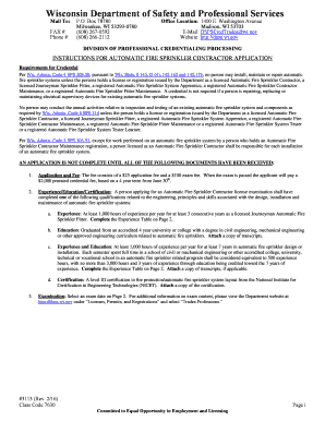 Fillable Online dsps wi gov DIVISION OF PROFESSIONAL CREDENTIALING PROCESSING INSTRUCTIONS FOR ...