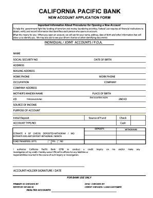 Fillable Online NEW ACCOUNT APPLICATION FORM - bcalpacificbankbbcomb ...