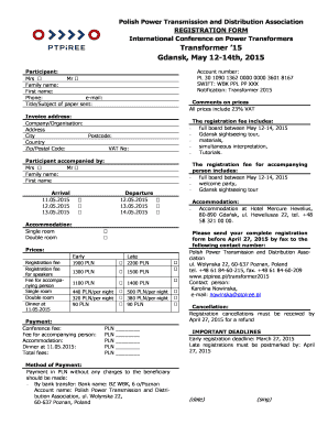 Fillable Online ptpiree Registration Form PLN - bPTPiREEb - ptpiree Fax ...