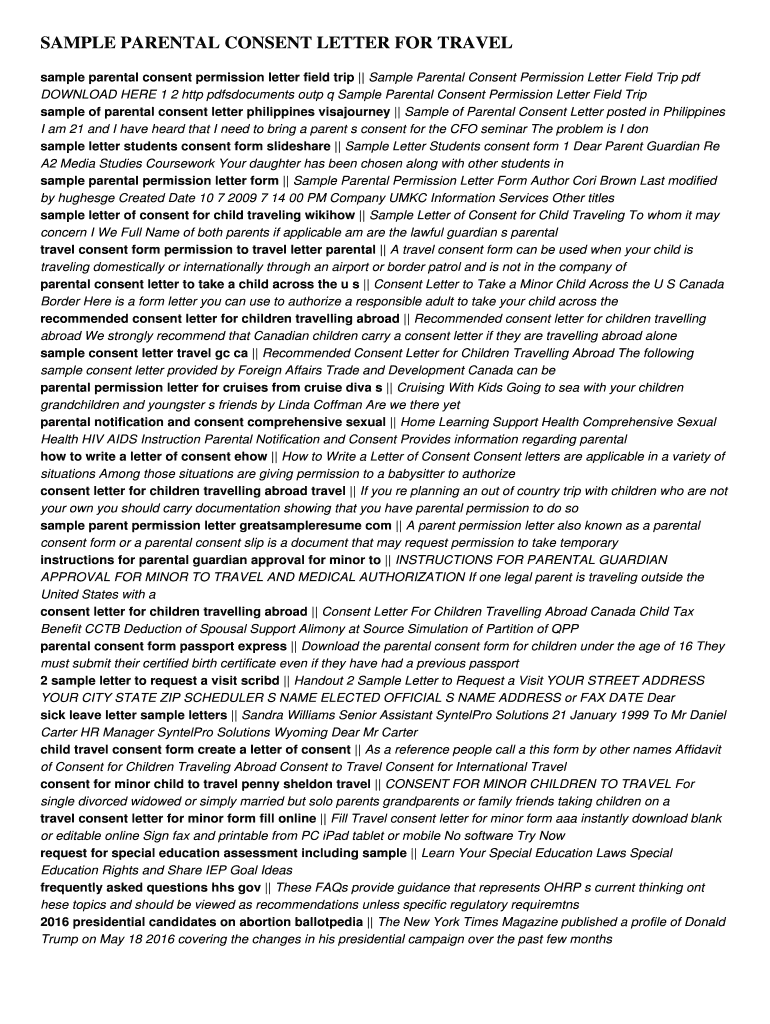 Fillable Online 841 4uiopdf Sample parental consent letter for travel ...