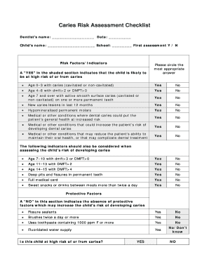 Fillable Online ucc Caries Risk Assessment Checklist and Notes - ucc ...