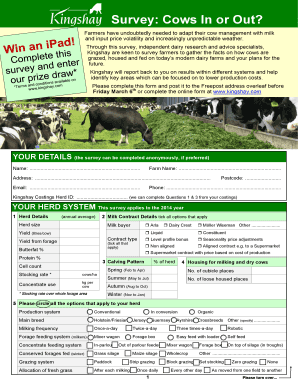Fillable Online Cows In or Out Survey Form iPadpub Fax Email Print ...
