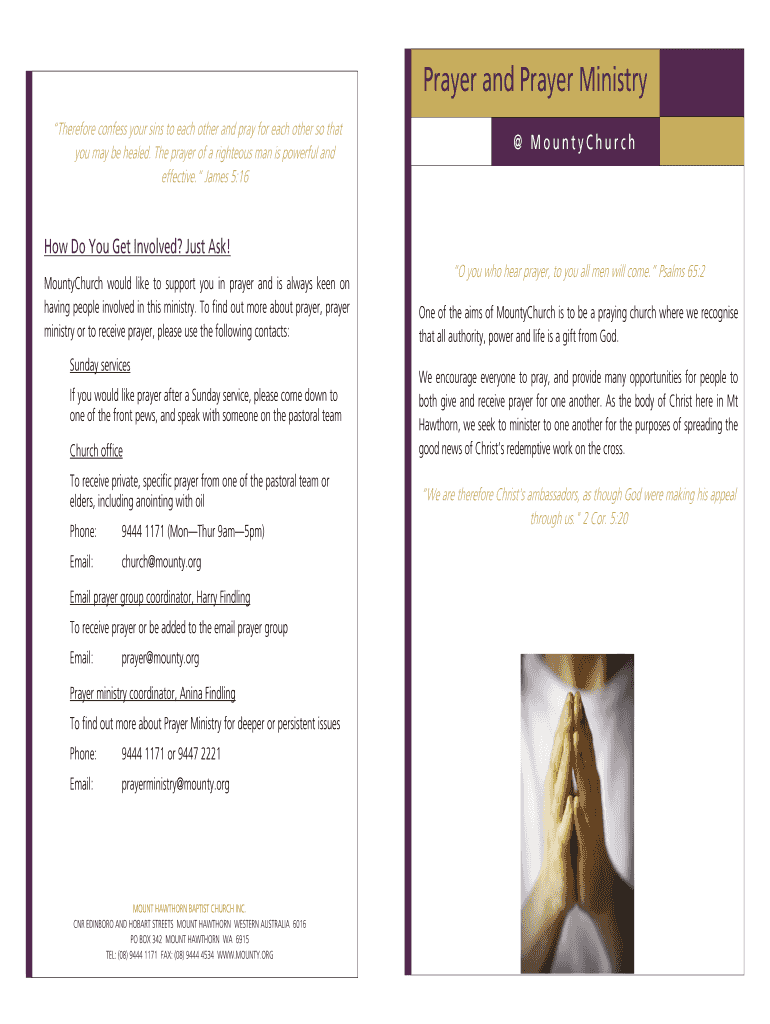 Fillable Online Prayer and Prayer Ministry Fax Email Print - pdfFiller