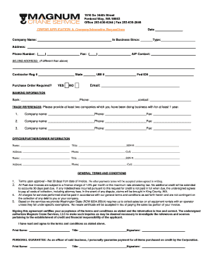 Fillable Online magnumcrane New Customer Account Set Up Questionnaire ...