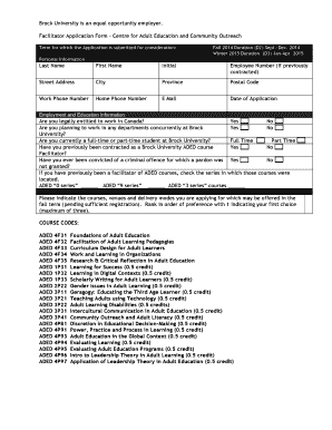 Fillable Online brocku Facilitator Application Form FW 2014 2015.docx Fax Email Print - pdfFiller