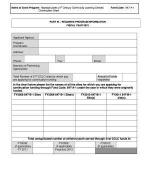 Fillable Online doe mass 647-A-1 Massachusetts 21st Century Community Learning Centers - doe ...