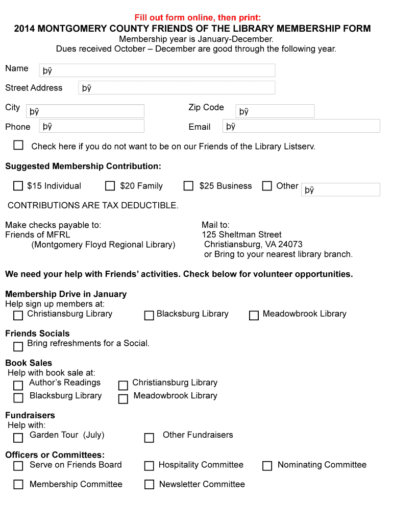 Fillable Online mfrlfriends 2014 montgomery county friends of the ...