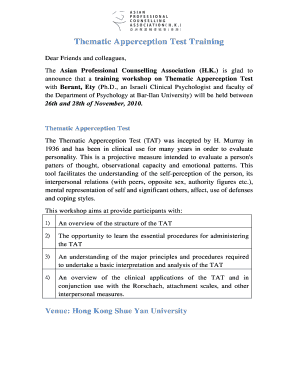 Fillable Online Thematic Apperception Test Training Fax Email Print ...