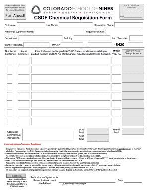 Fillable Online CSDF Chemical Requisition Form Fax Email Print - pdfFiller