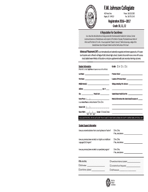 Fillable Online 2016 2017 GRADE 10 11 12 REGISTRATION FORM.pdf Fax ...