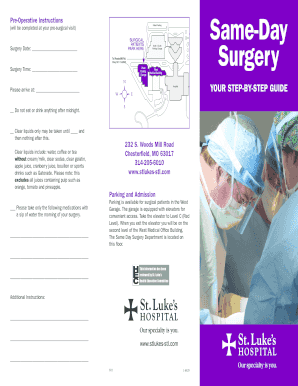 Fillable Online Pre-Operative Instructions SURGICAL PATIENTS North ...
