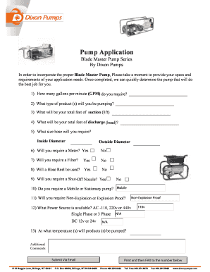 Fillable Online Pump Application - Power Transfer Products Fax Email ...