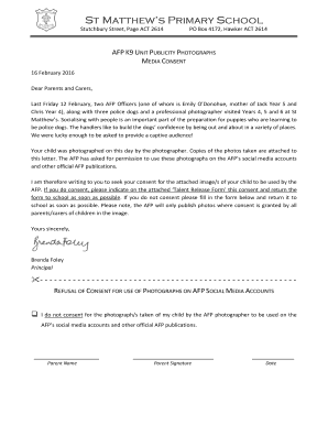 Fillable Online stmattsps act edu 6 AFP dogs visit media consent - St ...