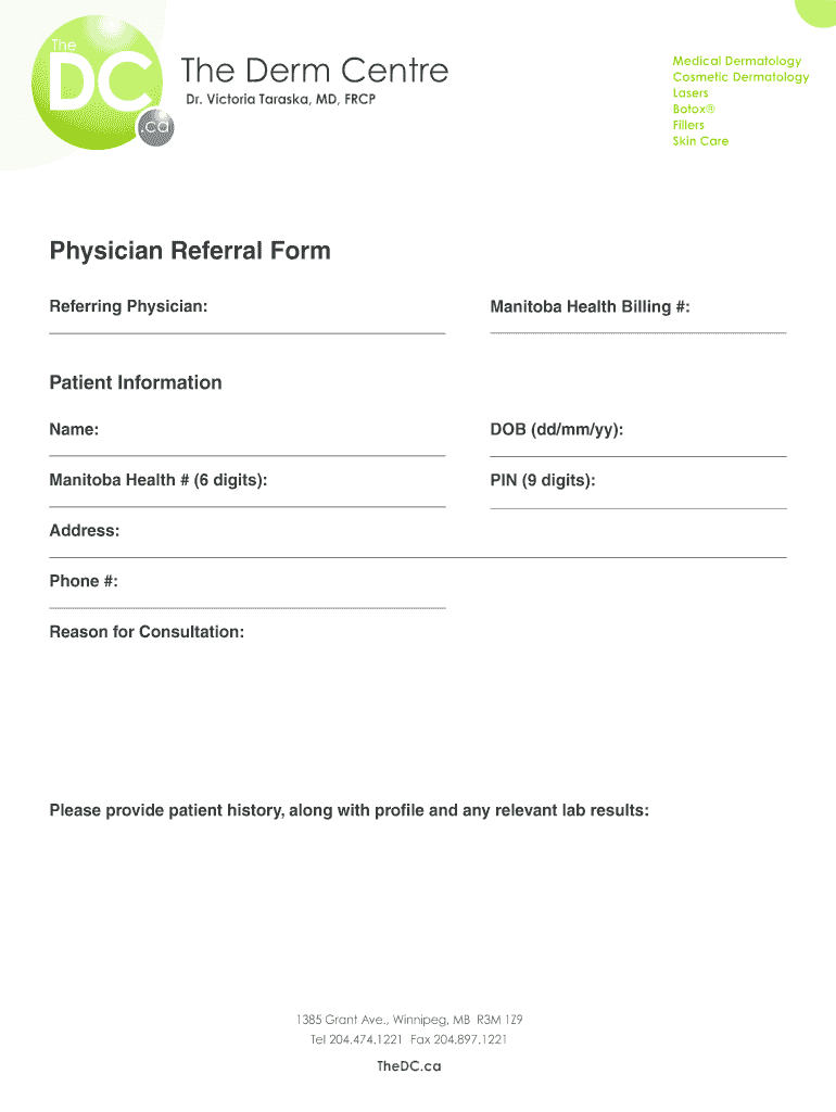 Fillable Online thedc Physician Referral Form - bthedcbbcab Fax Email ...