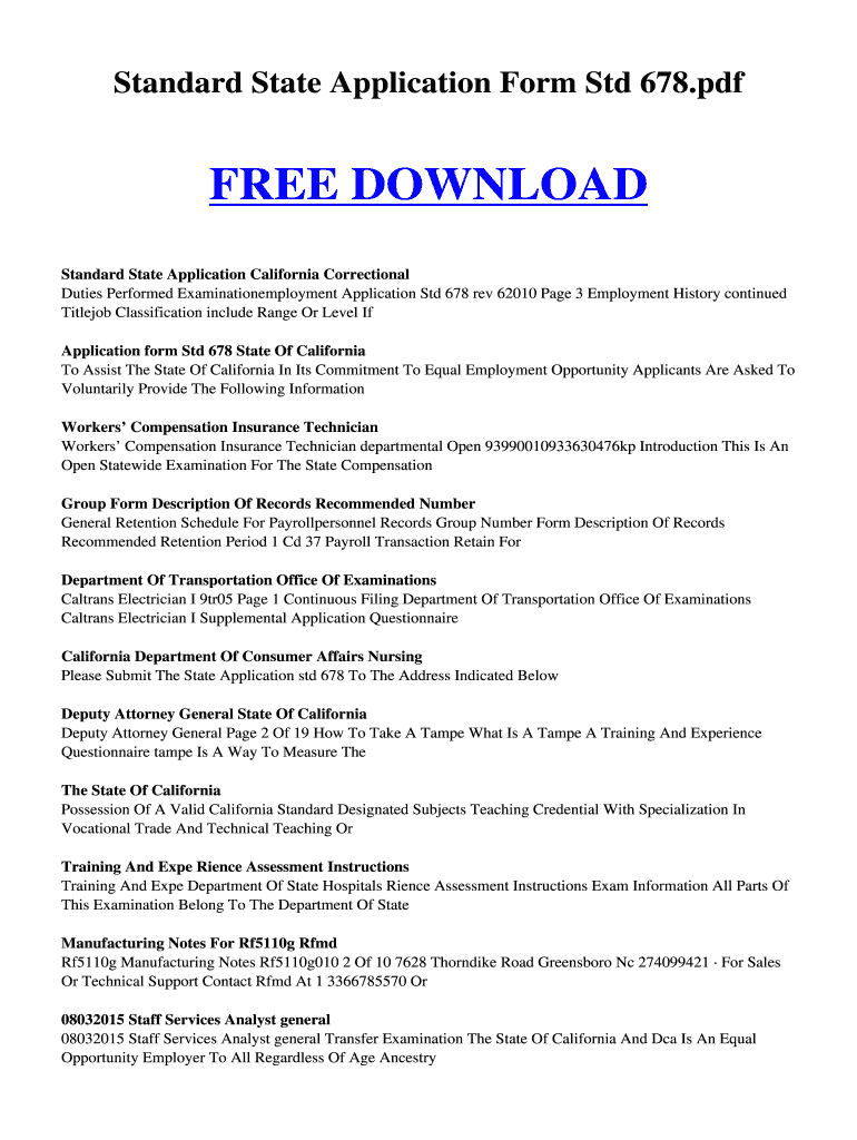 Fillable Online dilema 96 Standard bstate applicationb form bstd 678b ...