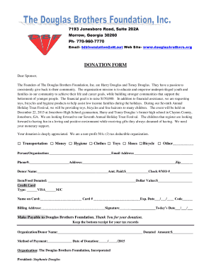Fillable Online douglasbrothers Donation form - The Douglas Brothers Foundation ...