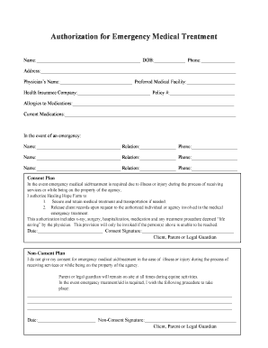 Fillable Online Authorization for Emergency Medical Treatmentdocx Fax ...