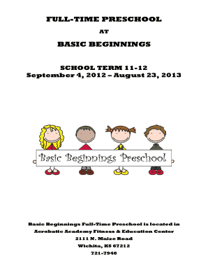 Fillable Online Summer daycare - Basic Beginnings Preschool Fax Email ...