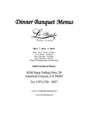 Fillable Online Dinner Banquet Menus Fax Email Print - pdfFiller