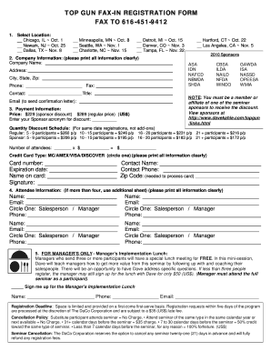 Fillable Online 2010 Top Gun Registration Form - Dave Kahle Fax Email ...