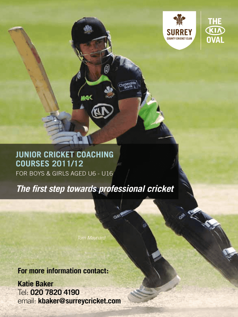 Fillable Online cricketcoach The First Step Towards Professional ...