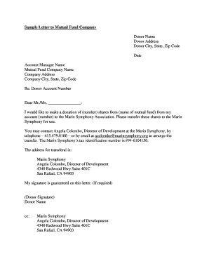 Fillable Online marinsymphony Sample Letter to Mutual Fund Company ...