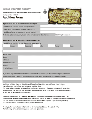 Fillable Online lewesoperatic co Audition Form - Formerly Lewes ...