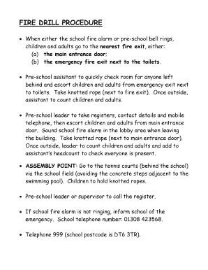 Fillable Online FIRE DRILL PROCEDURE - stcatherinesbridportdorsetschuk ...