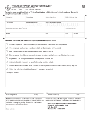 Fillable Online MV1020 - Title/Registration Correction Request Fax ...